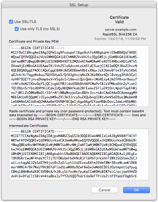 Enabling SSL encrypted connections Enabling SSL encrypted connections